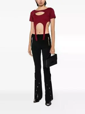 HELIOT EMIL Cropped Asymmetric T-shirt - Red