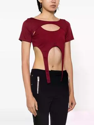 HELIOT EMIL Cropped Asymmetric T-shirt - Red
