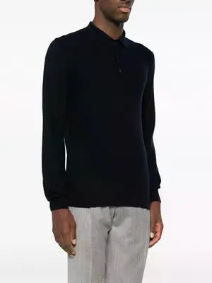 Corneliani Virgin Wool Polo Shirt - Blue