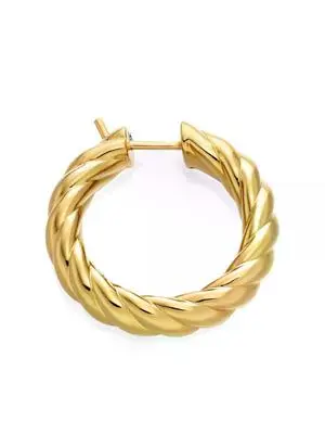 David Yurman 18kt Yellow Sculpted Cable Hoop Earrings