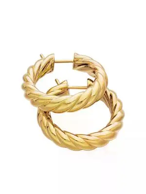 David Yurman 18kt Yellow Sculpted Cable Hoop Earrings