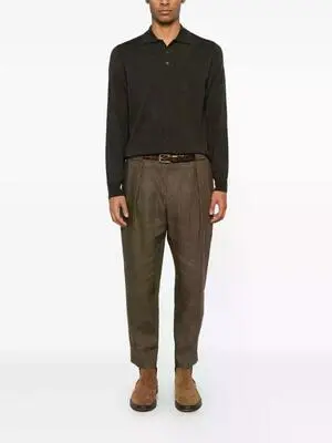 Canali Wool Polo Shirt - Brown