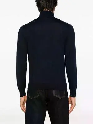 Canali Fine-knit Roll-neck Jumper - Blue