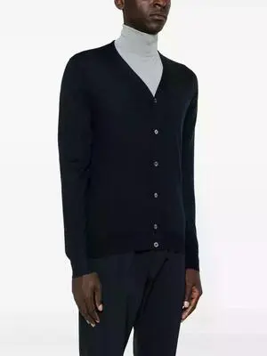 Fedeli V-neck Buttoned Cardigan - Blue
