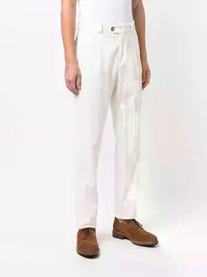Brunello Cucinelli Slim-cut Chinos With Off-centre Fastening - White