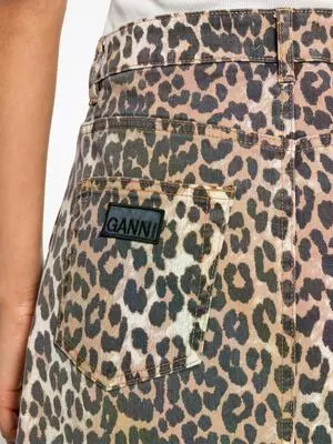 GANNI High-waisted Leopard-print Denim Midi Skirt