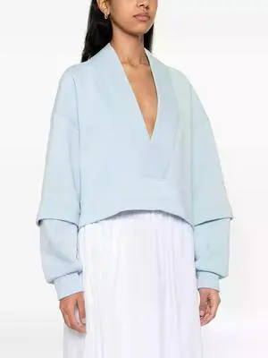 IOANA CIOLACU V-neck Cropped Sweatshirt - Blue