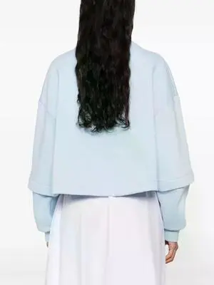 IOANA CIOLACU V-neck Cropped Sweatshirt - Blue