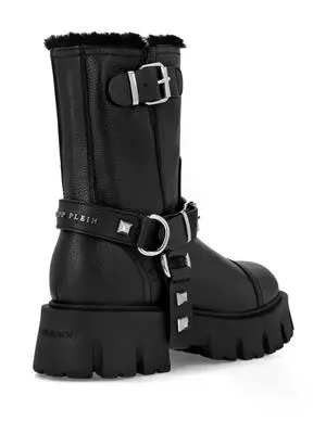 Philipp Plein Studded Ankle Leather Boots