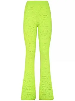 Philipp Plein Patterned Intarsia-knit Flared Trousers