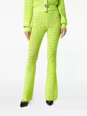 Philipp Plein Patterned Intarsia-knit Flared Trousers