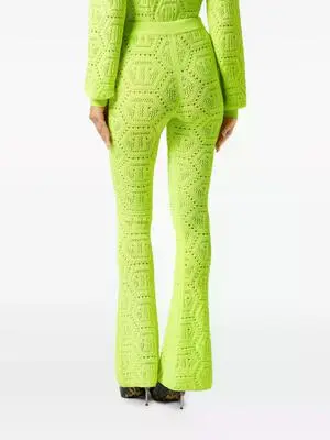 Philipp Plein Patterned Intarsia-knit Flared Trousers