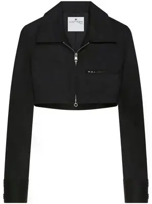 COURREGES Logo-embellished Cropped Jacket - Black