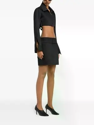 COURREGES Cropped Zip-up Jacket With Logo Embellishment - Black