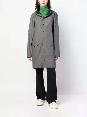 Rains Hooded Stud-fastening Raincoat - Grey