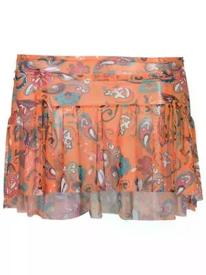 AMIR SLAMA Mesh Graphic-print Miniskirt