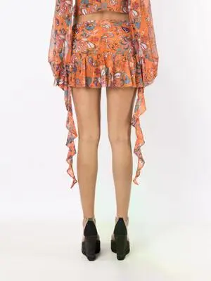 AMIR SLAMA Mesh Graphic-print Miniskirt