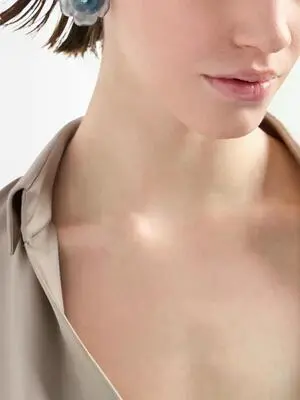 Giorgio Armani Draped Silk Long-sleeve Blouse