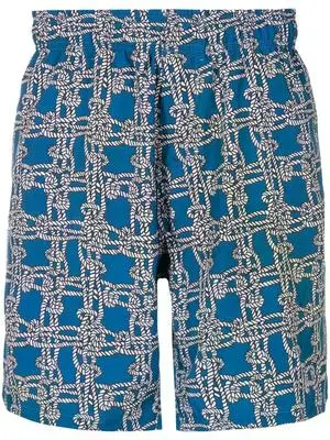 AMIR SLAMA Knot-print Swim Shorts - Blue