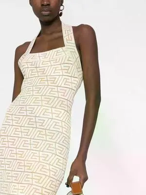 Balmain Logo-jacquard Halterneck Dress