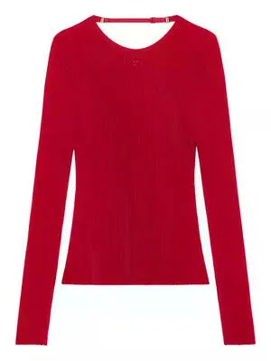 COURREGES Appliqué Logo Ribbed Long Sleeve Top