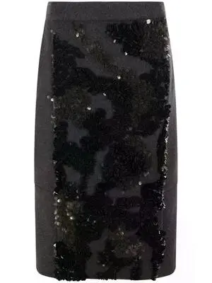 Plan C Sequin-embellished Midi Skirt - Grey