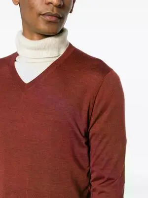 Colombo Fine-knit V-neck Jumper - Red