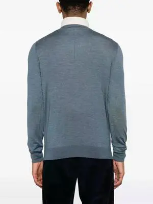 Colombo Fine-knit V-neck Jumper - Blue