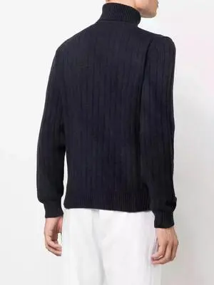 Corneliani Cable-knit Virgin Wool-cashmere Roll-neck Jumper - Blue