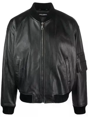 Dolce & Gabbana Leather Zip-up Bomber Jacket