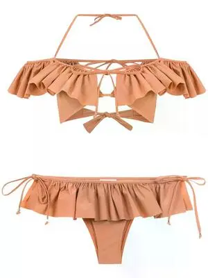 AMIR SLAMA Ruffled Bikini - Neutrals