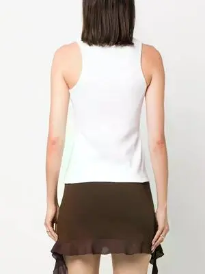 Blumarine Rhinestone-logo Ribbed Tank Top