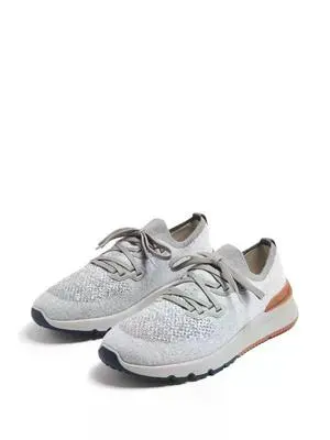 Brunello Cucinelli Mélange-effect Knitted Sneakers