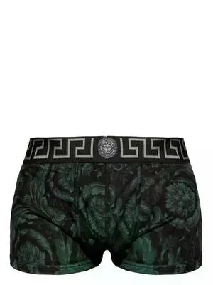 Versace Printed Jacquard Cotton-jersey Trunks - Black