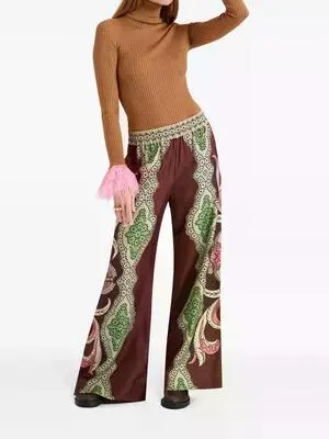 La DoubleJ All-over-print Silk Palazzo Pants - Brown