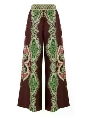 La DoubleJ All-over-print Silk Palazzo Pants - Brown