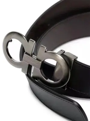 FERRAGAMO Gancini Reversible Leather Belt - Black