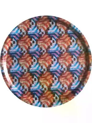 LES-OTTOMANS Ikat' Wooden Tray - Red