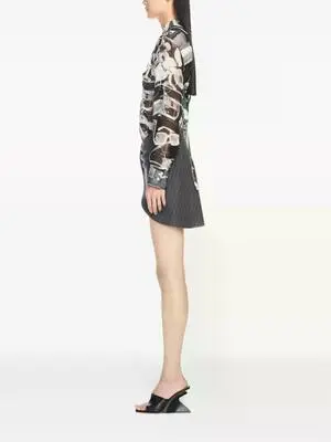 Off-White Pinstripe Draped Mini Skirt