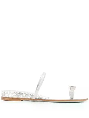Casadei Crystal Toe Strap Sandals - Silver