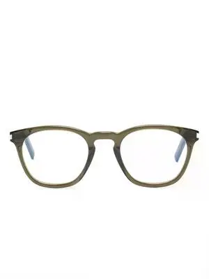 Saint Laurent Polished Round Frame Glasses - Green