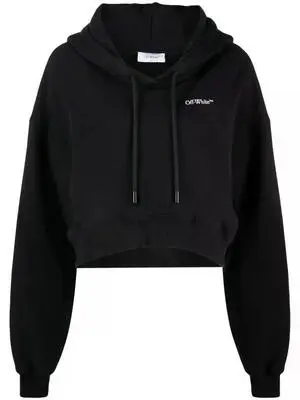 Off-white Cropped Sweatshirts Hoodies For Women