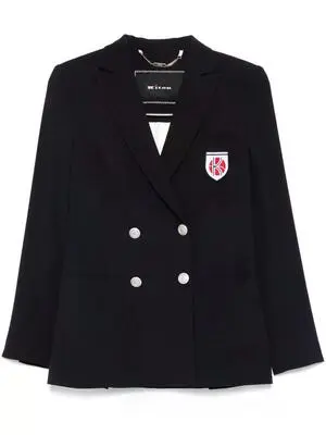 Kiton Logo-patch Double-breasted Blazer - Blue