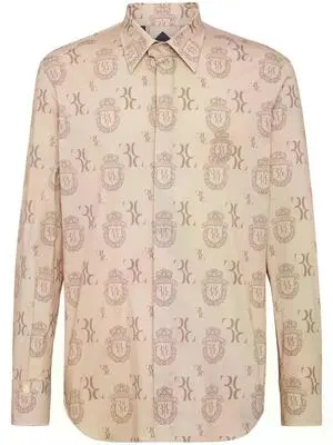 BILLIONAIRE Logo-print Stretch-cotton Shirt - Neutrals