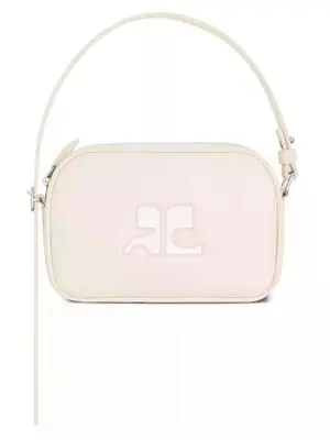 COURREGES Logo-embroidered Leather Camera Bag - Neutrals