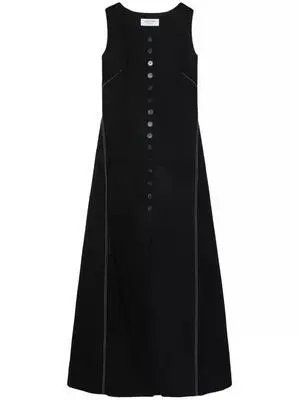 MARINE SERRE Button-down Flared Midi Dress - Black