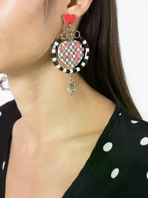 AMIR SLAMA Checkerboard Heart Earrings