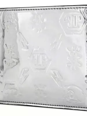 Philipp Plein Monogram-embossed Metallic Wallet