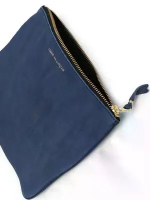 Comme Des Garçons Washed Zip-up Leather Pouch - Blue