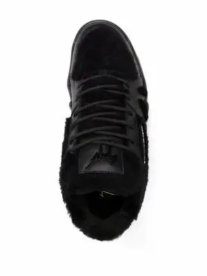 GIUSEPPE ZANOTTI Talon Shearling-trim High-top Sneakers